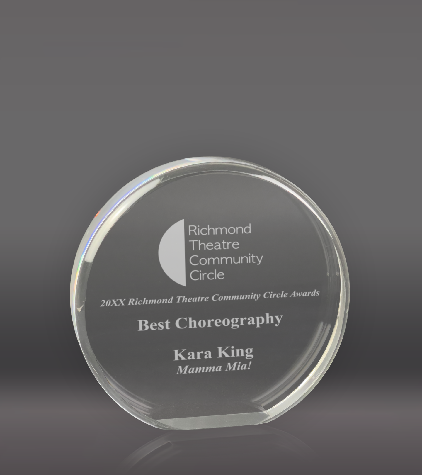 Laser Engraved Circle Acrylic Award - Clear