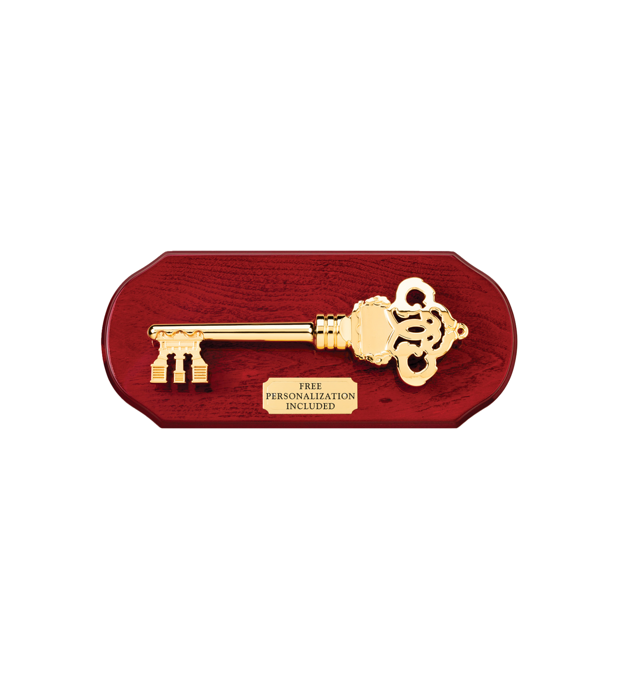 Gold Key On Cherry Wood Plaque