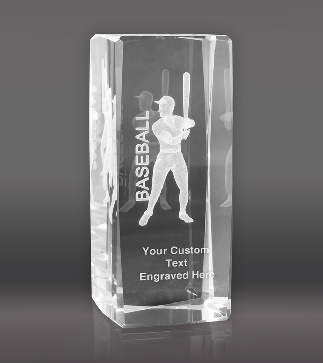 3D Sports Baseball Crystal Trophy - Baseball Trophies