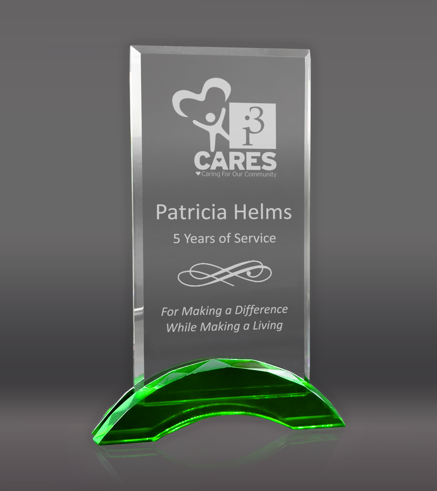 Rectangle Glass With Green Base