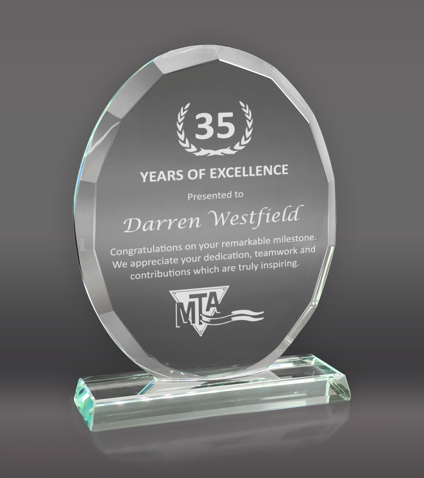 Faceted Edge Oval Crystal Award