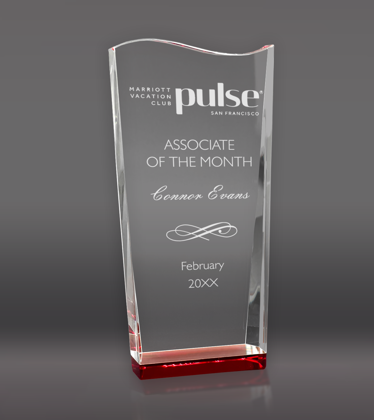 Red Wedge with Wave Crystal Award