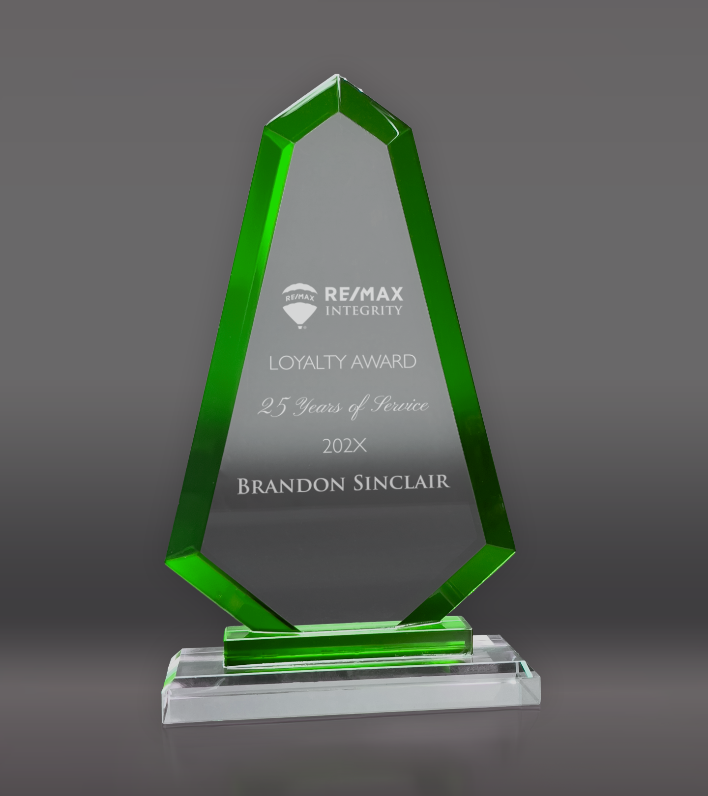 Green Trim Apex Crystal Award