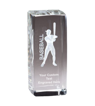 3D Sports Baseball Crystal Trophy - Baseball Trophies