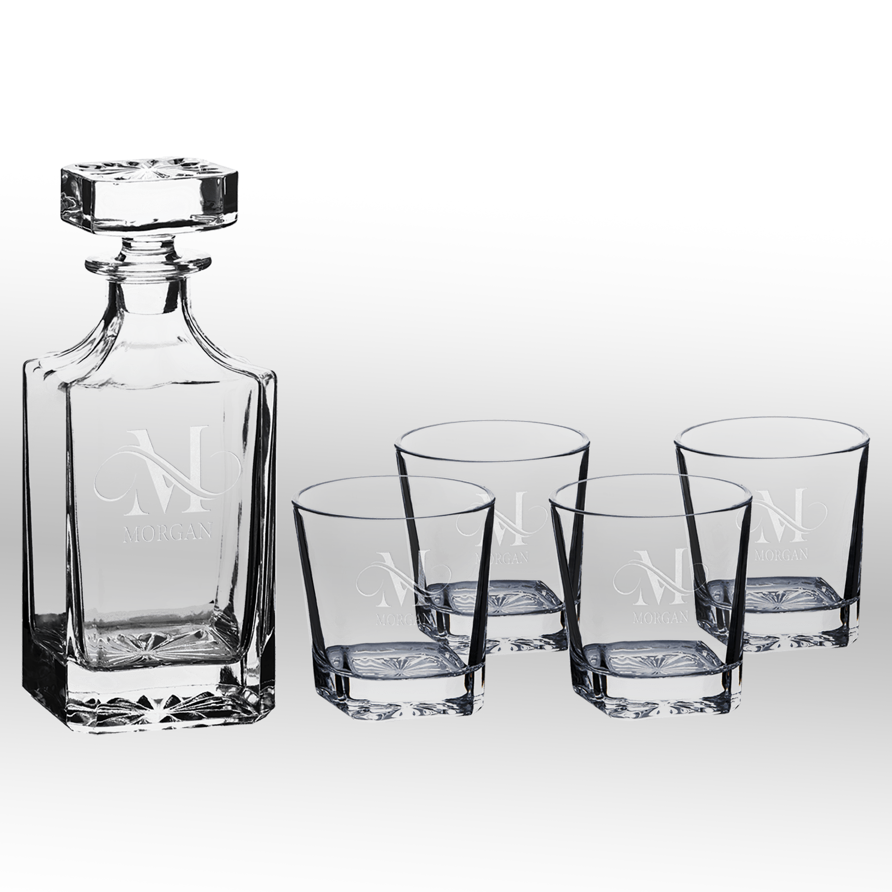 Custom Engraved Glass Decanter Set