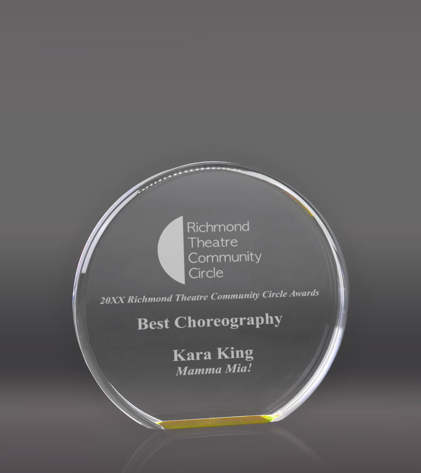 Laser Engraved Gold Circle Acrylic Award