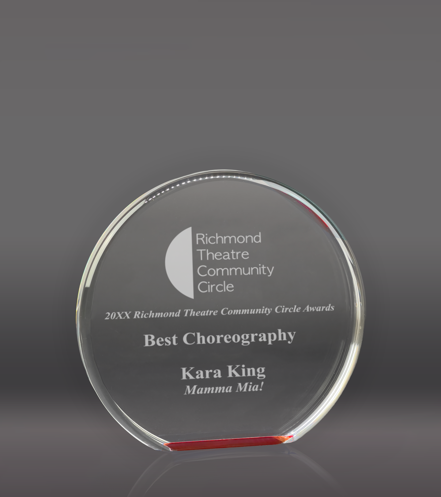Laser Engraved Red Circle Acrylic Award