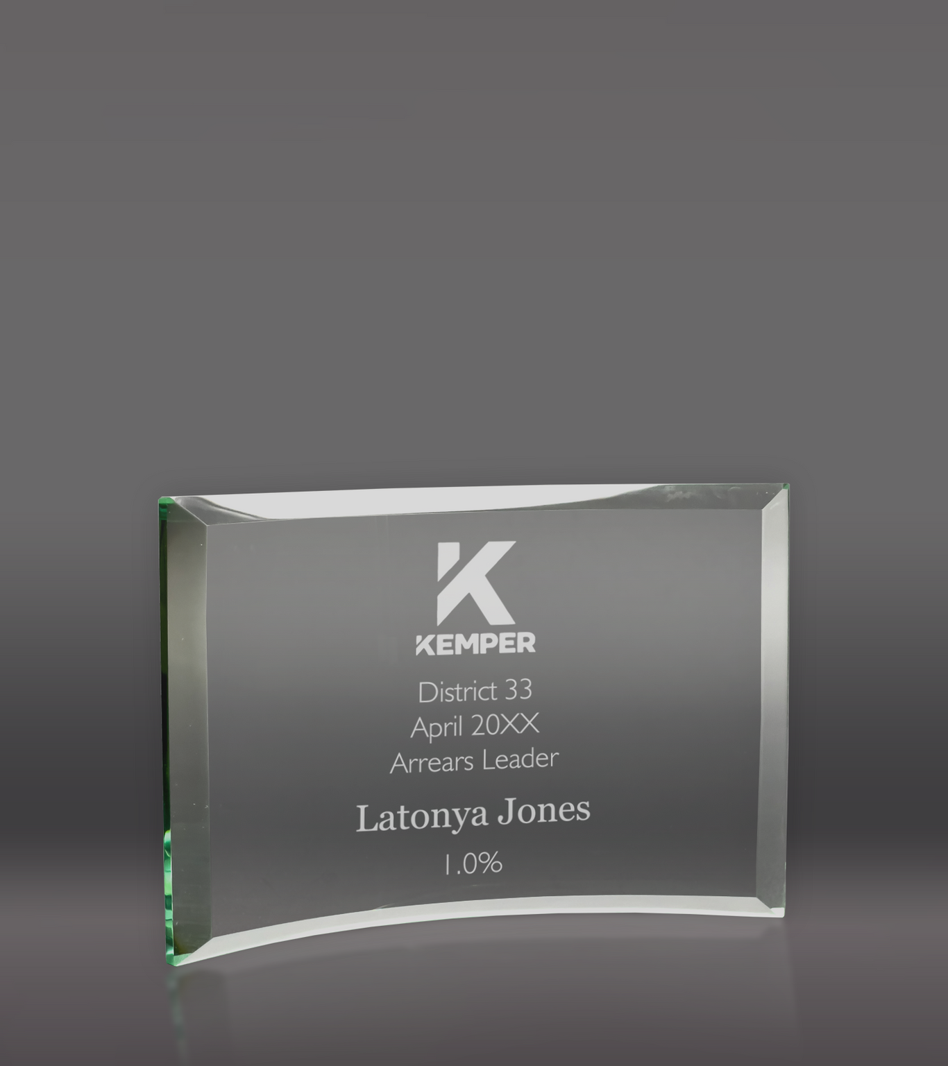Jade Premium Curved Glass Plaque Award