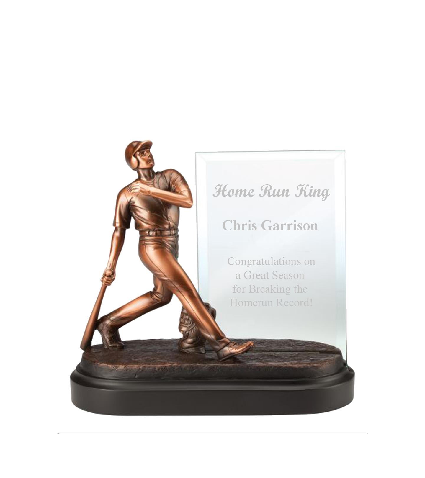 Home Run Baseball Award with Engraved Glass