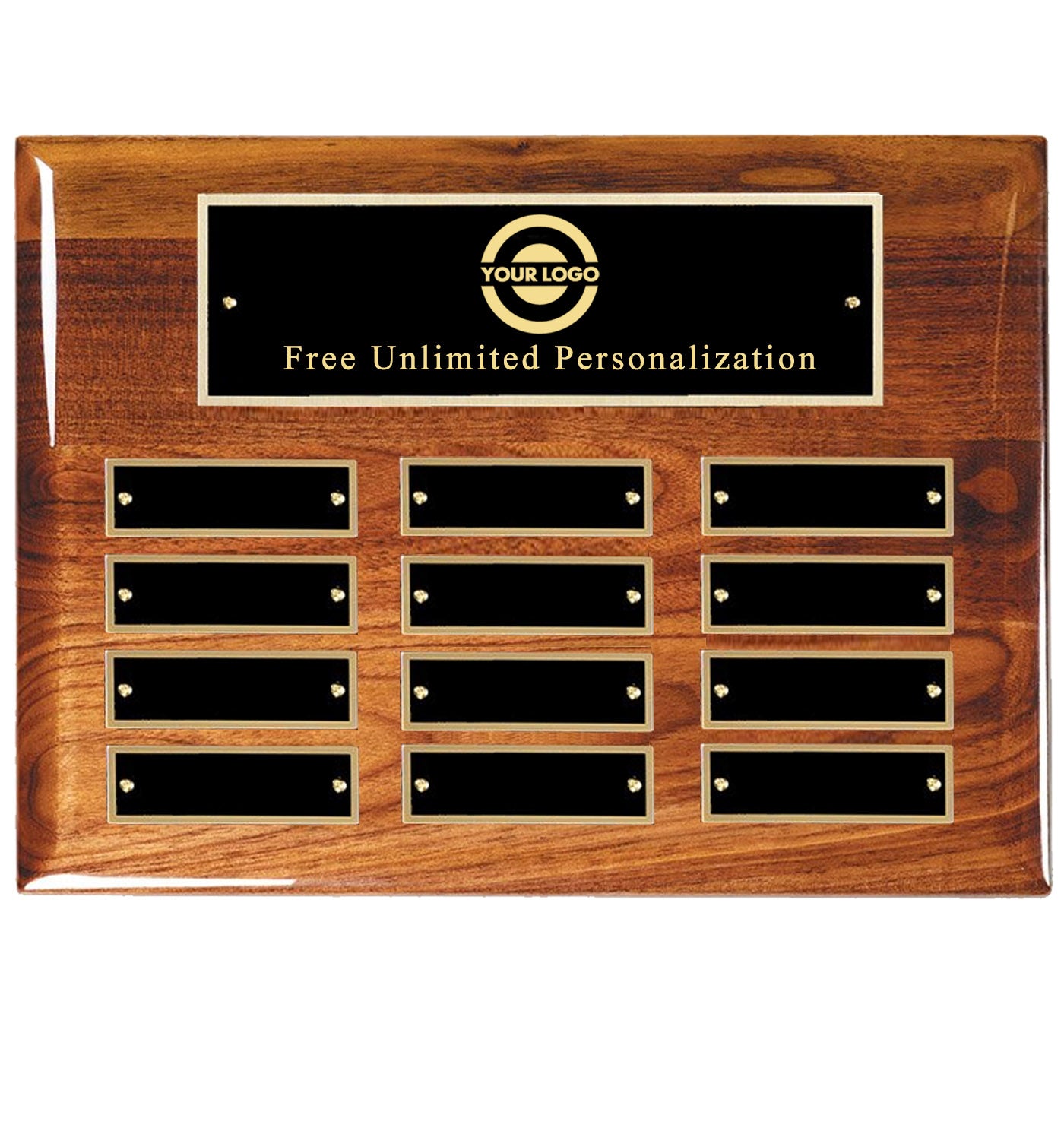 12 Plate Elegant Perpetual Name Plaque - Horizontal