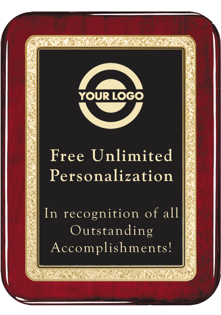 Laser Engraved Classic Marble Rosewood Rounded Plaque