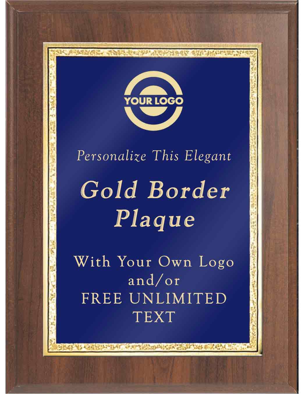 Classic Double Gold Border Blue Plaques - Award Plaques