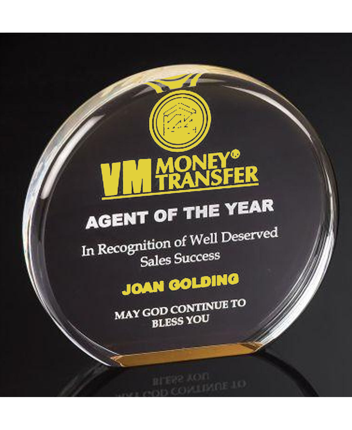 Color Printed Gold Reflective Circle Acrylic Award