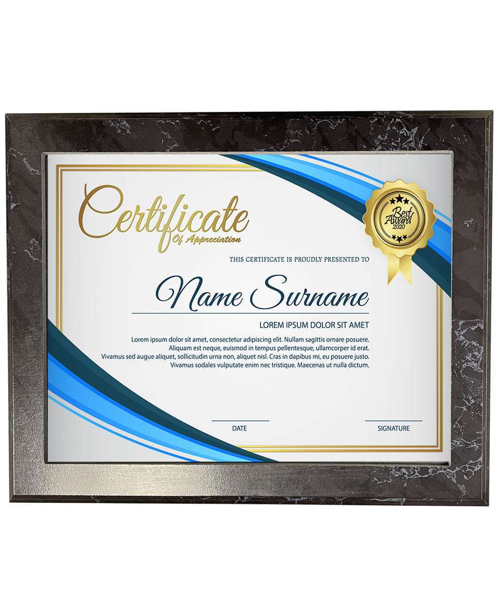 Black Marble Slide in Certificate Plaque