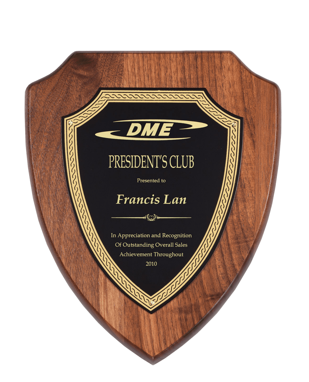 Genuine Walnut Shield Plaque