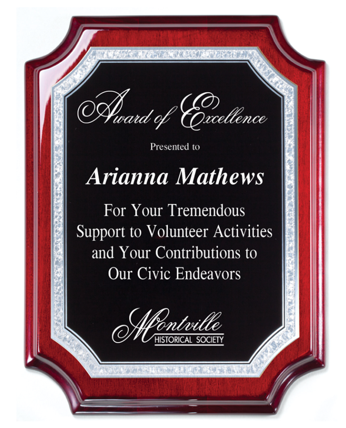 Classic Rosewood Notched Plaque - Silver