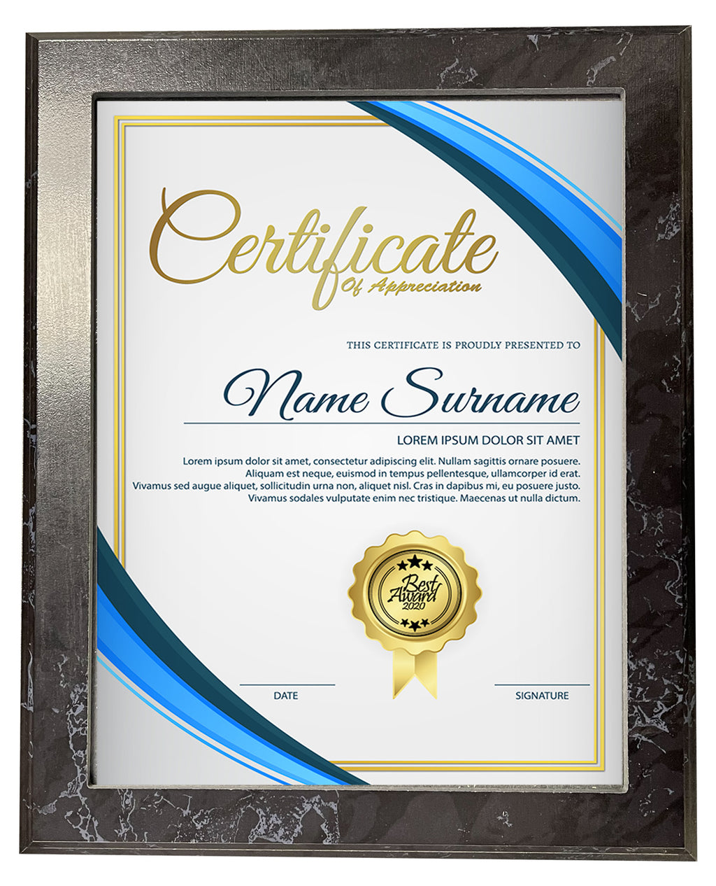 Black Marble Slide in Certificate Plaque