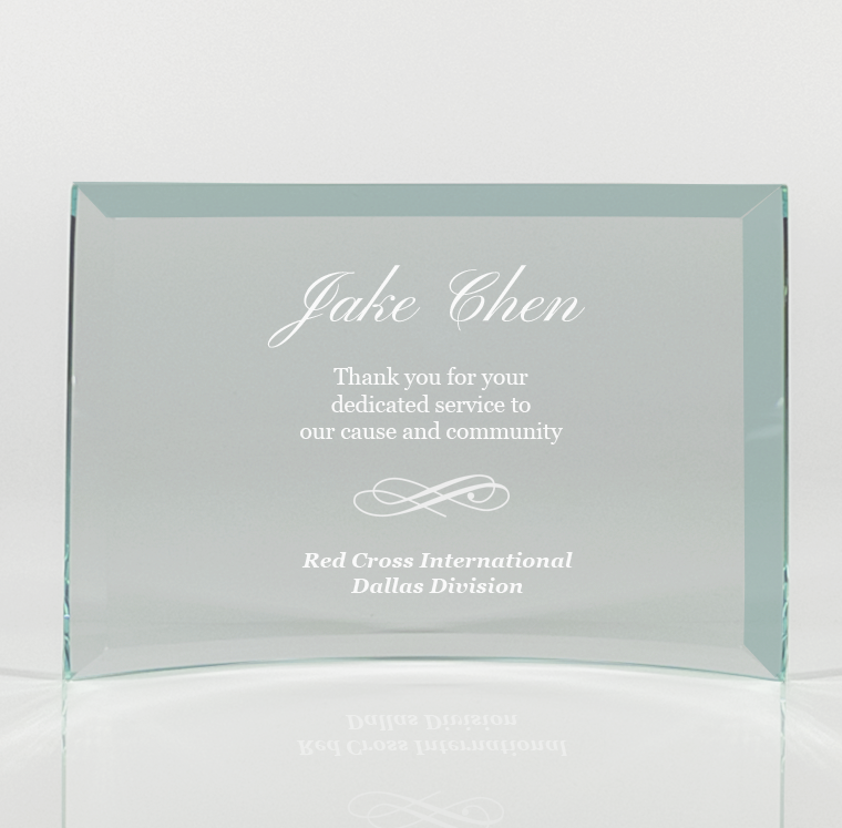 Jade Premium Curved Glass Plaque Award