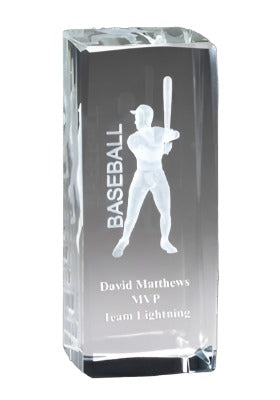 3D Sports Baseball Crystal Trophy - Baseball Trophies